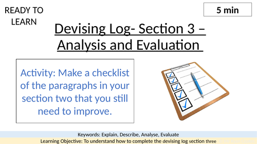 AQA Devising Log Presentation Guides | Teaching Resources