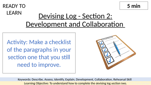 AQA Devising Log Presentation Guides | Teaching Resources