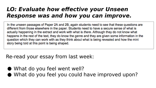 AQA English Literature A Level: Unseen | Teaching Resources