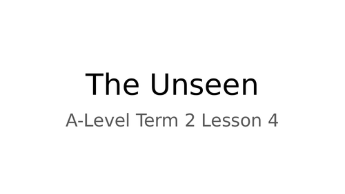 AQA English Literature A Level: Unseen | Teaching Resources