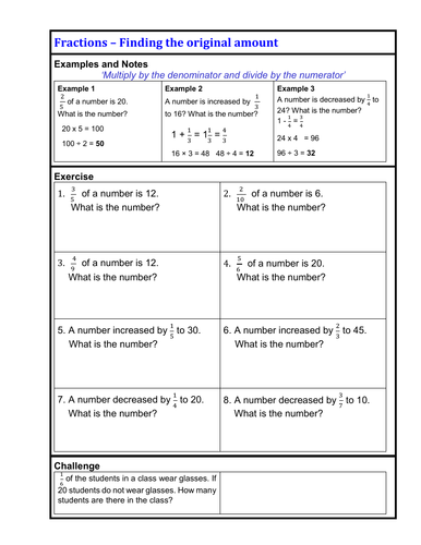 Fraction of an amount | Teaching Resources