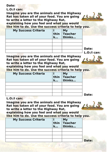 The Highway Rat Letter Writing Activities | Teaching Resources