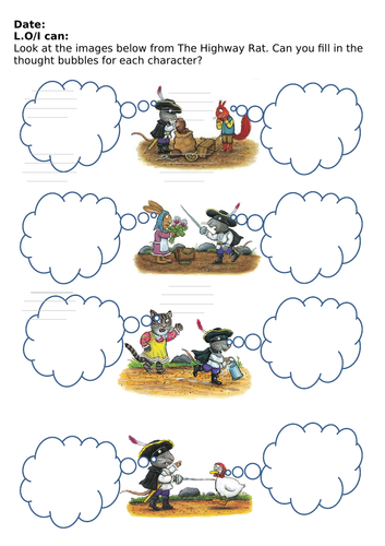 The Highway Rat Thought Bubbles Activity | Teaching Resources