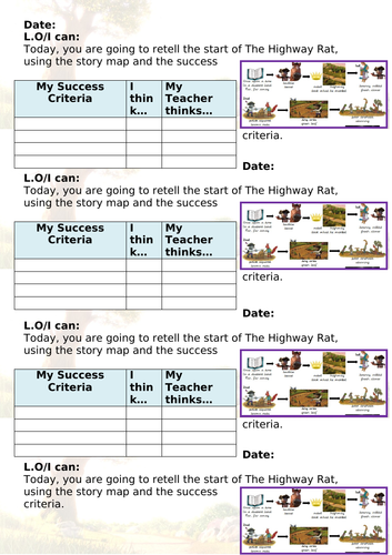 The Highway Rat Retell Writing Toppers | Teaching Resources