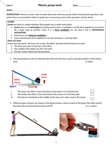 Lever, moment and stability | Teaching Resources