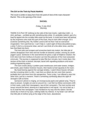 Language Paper 1 Q2 The Girl on the Train Worksheet Low Ability ...