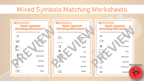 Music Symbols -Level 2 -Handouts and Worksheets -Print & Go -English ...