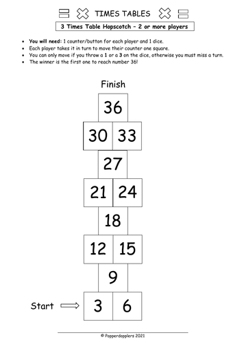 THREE (3) TIMES TABLE - Set of 11 Exercises with Answers PLUS Games ...
