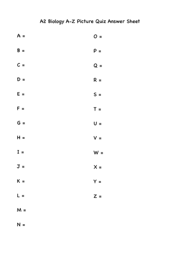 A2 / A-level Biology Fun A-Z Picture Quiz Revision Activity | Teaching ...