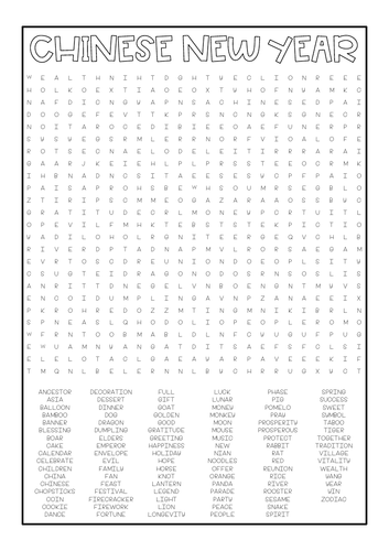 Lunar / Chinese New Year Word Search | Teaching Resources