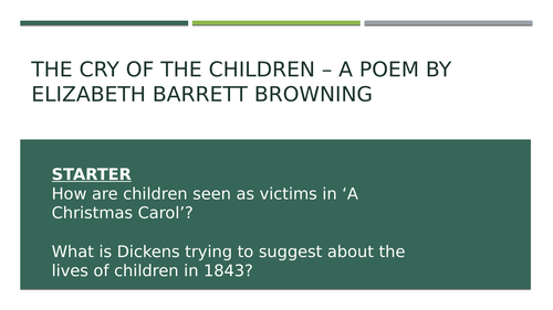 The Cry of the Children Poem - Language Analysis and links to Christmas ...