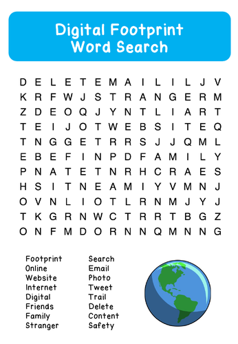 Digital Footprint - Word Search | Teaching Resources