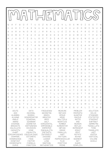 Mathematics (Maths) Word Search | Teaching Resources