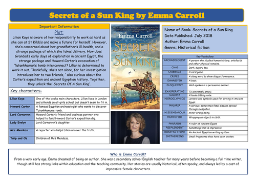 Secrets of a Sun King Knowledge Organiser | Teaching Resources