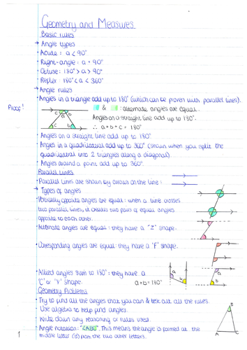 Edexcel GCSE 9-1 Maths Notes: Geometry and measures | Teaching Resources