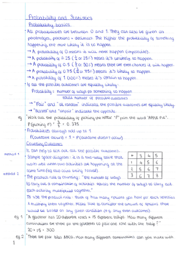 Edexcel GCSE 9-1 Maths Notes: Probability and statistics | Teaching ...