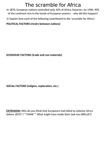 Empires & Migration - Scramble for Africa | Teaching Resources