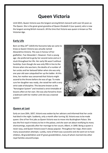 Whole-Class Guided Reading KS2- Queen Victoria Biography | Teaching ...