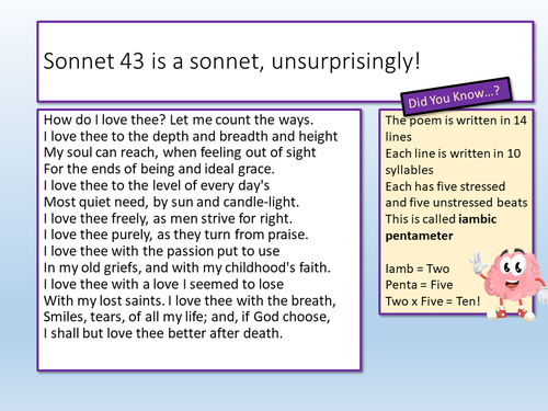 Sonnet 43 Poetry Analysis | Teaching Resources