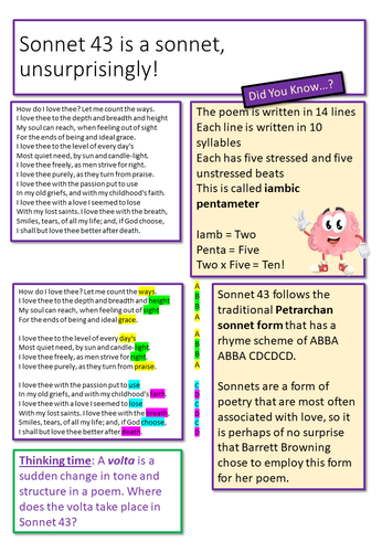 Sonnet 43 Poetry Analysis | Teaching Resources