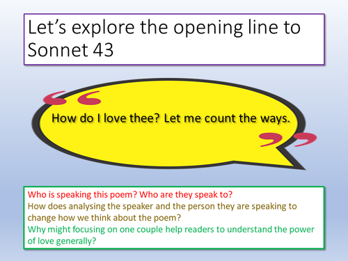 Sonnet 43 Poetry Analysis | Teaching Resources