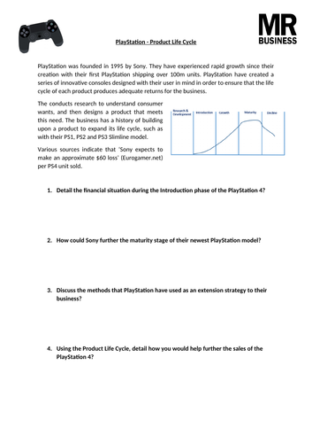 Product Life Cycle - PlayStation - Activity Worksheet | Teaching Resources