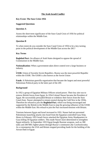 A level History; Conflict in the Middle East | Teaching Resources