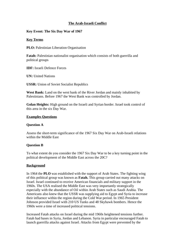 A level History; Conflict in the Middle East | Teaching Resources