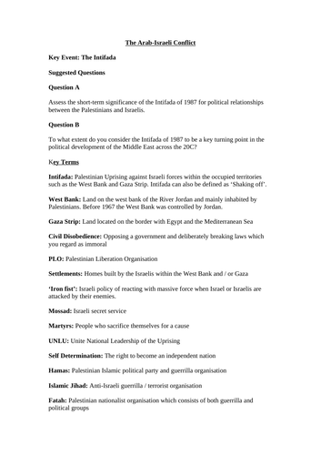 A level History; Conflict in the Middle East | Teaching Resources