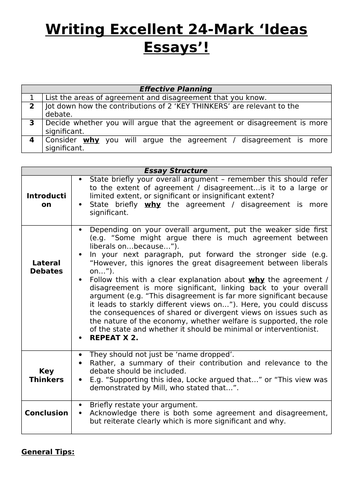 A Level Politics: Political Ideas Essays | Teaching Resources