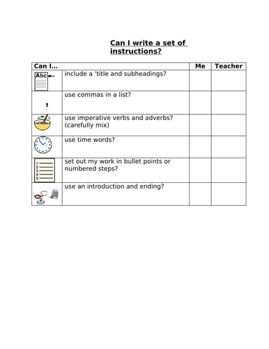 Writing Instructions KS1 | Teaching Resources