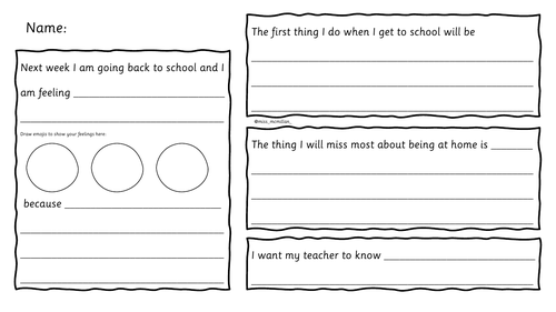 Return to School Reflection Worksheet | Teaching Resources