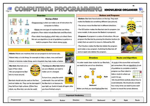Computing - Programming - Primary Knowledge Organisers Bundle ...