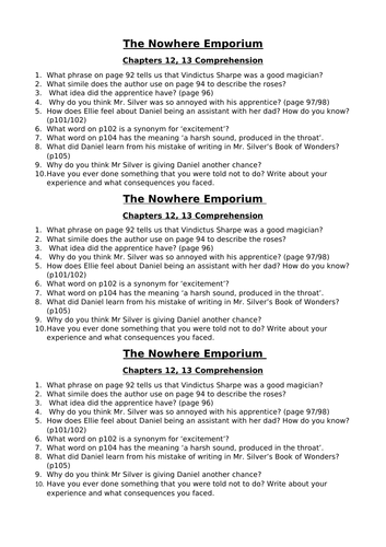 The Nowhere Emporium Book Study - Writing & Reading Units of Work ...