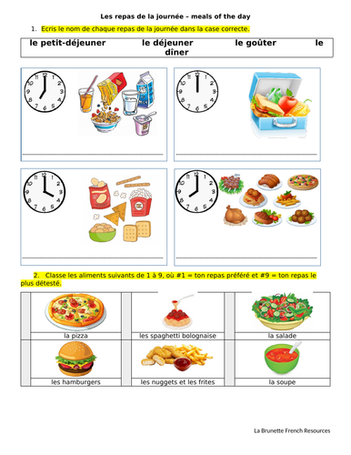 French food - meals of the day | Teaching Resources