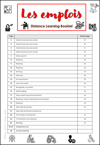 French Jobs Les Emplois | Teaching Resources