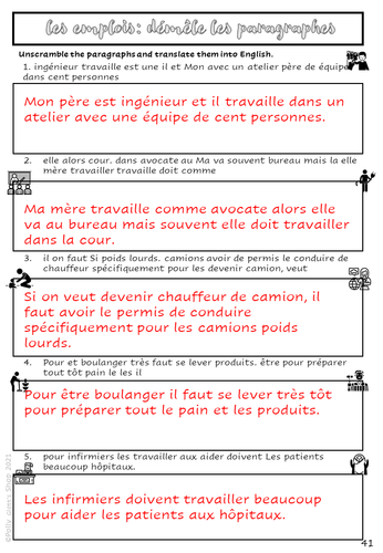 French Jobs Les Emplois | Teaching Resources