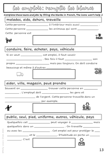 French Jobs Les Emplois | Teaching Resources