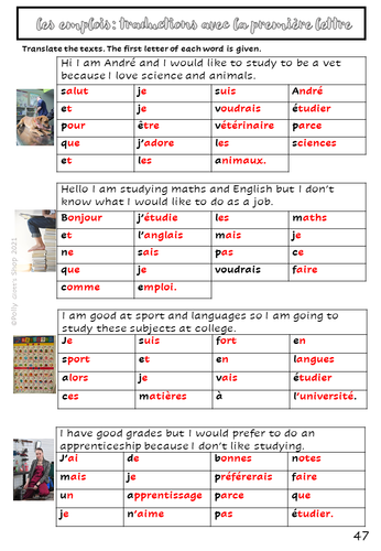 French Jobs Les Emplois | Teaching Resources