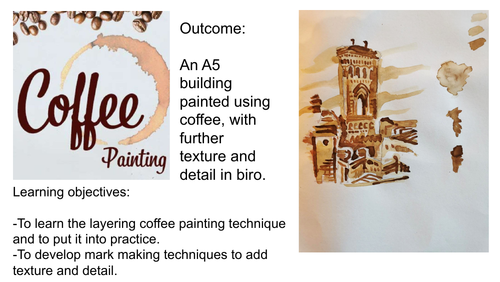 Coffee painting buildings Lesson and demo video | Teaching Resources