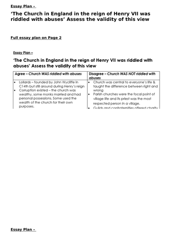 AQA Unit 1C Tudor History - The Church in England in the reign of Henry ...