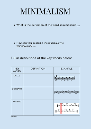 Minimalism Project | Teaching Resources