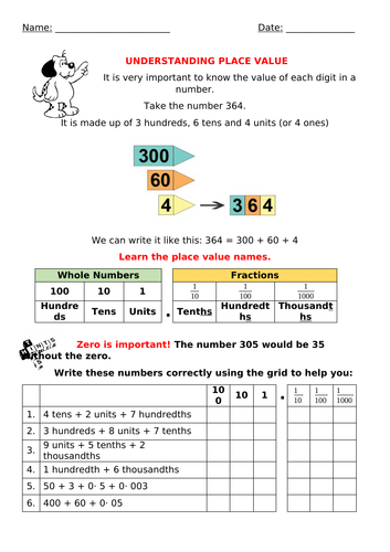 INTRODUCTION TO DECIMALS | Teaching Resources