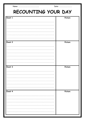 Daily Diary Worksheets - Recounting Your Day | Teaching Resources