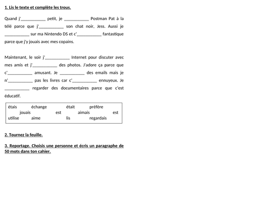 Quand j'étais petit | Teaching Resources