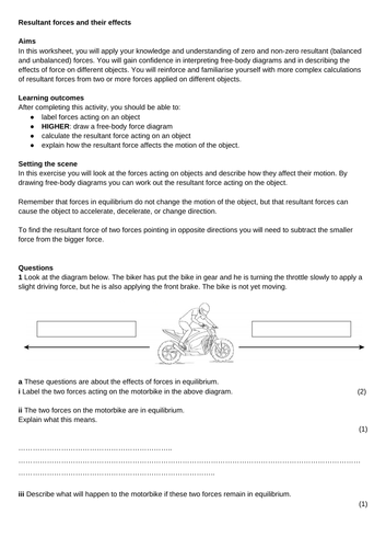 P8.3 Resultant forces | Teaching Resources