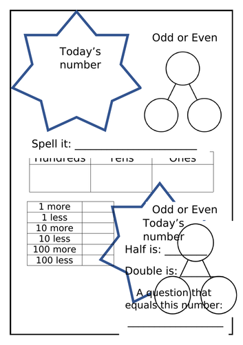 Number of the Day Poster | Teaching Resources