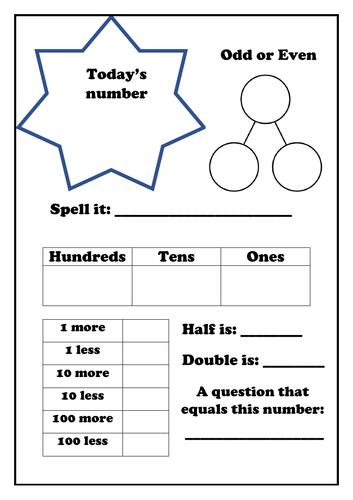 Number of the Day Poster | Teaching Resources