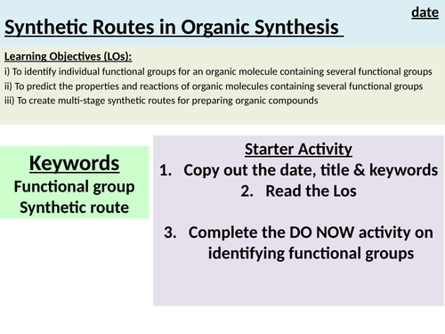 Synthetic Routes in Organic Synthesis (Y13) | Teaching Resources