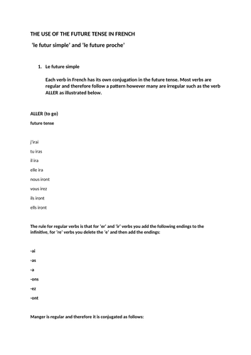 FRENCH GCSE the 2 ways of forming the future tense lesson plan incl ...